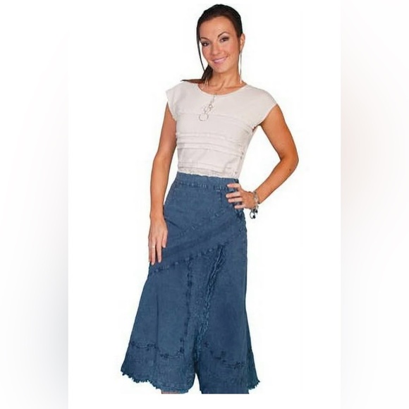 Scully | Skirts | Scully Western Embroidered Jean Denim High Low Wrap ...